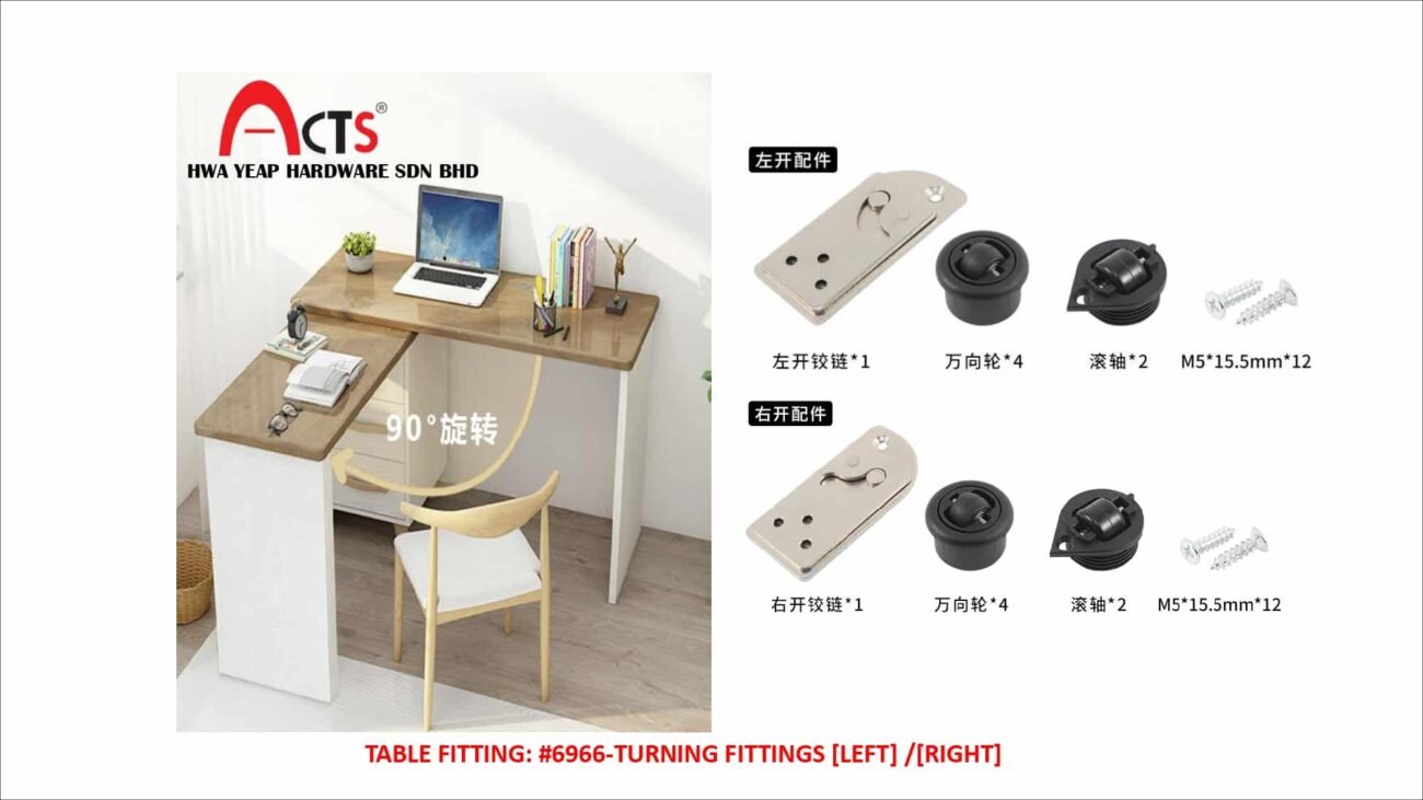 Table Fitting Turning Left 6966 – Left-Hand Hardware | ACTS