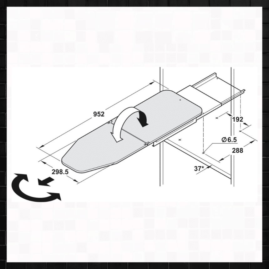 Hafele Ironfix Ironing Board | Shelf Mounted Ironing Board